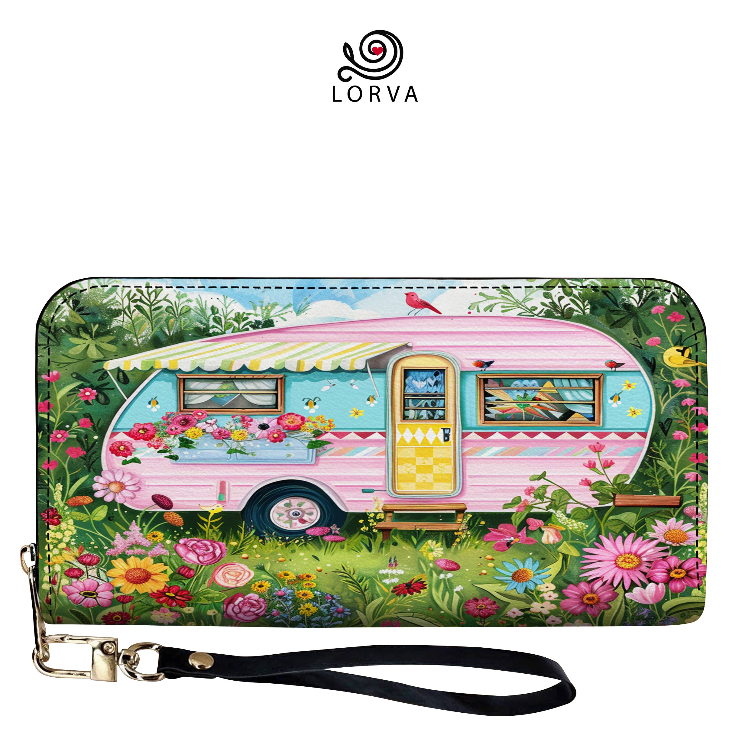 Lorva Leather Wallet Happy Camper