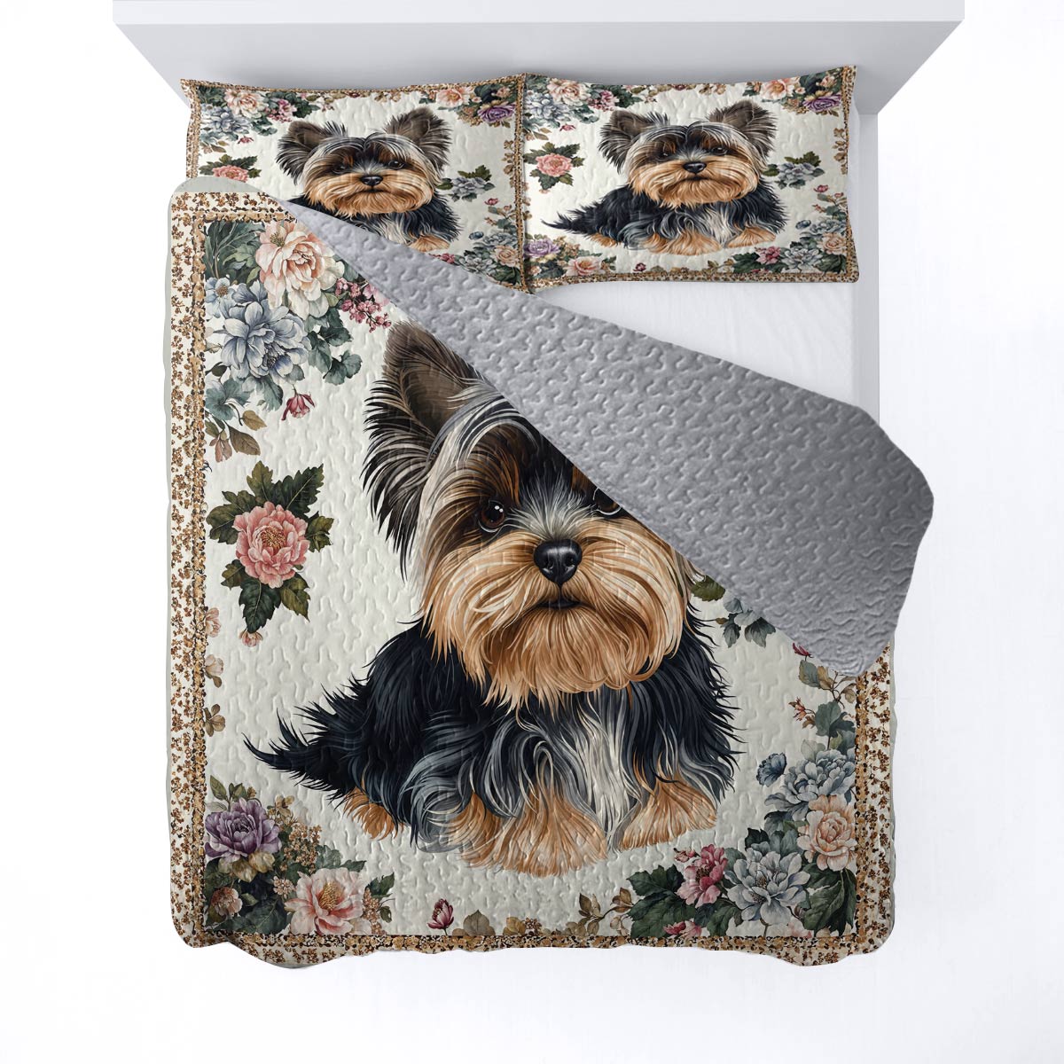 Lorva All Season Quilt 3-Piece Set Yorkshire Terrier Elegance